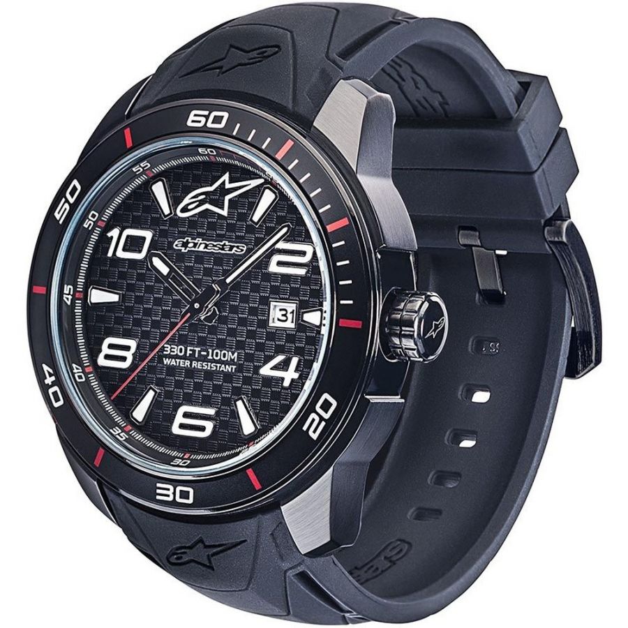 Montre ALPINESTARS TECH WATCH 3H BLACK SILICON STRAP - Moto Expert