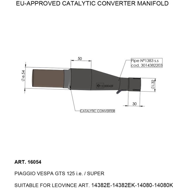 Manchon Catalysé LEOVINCE 16054 - Moto Expert